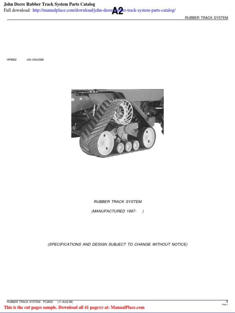 John Deere Rubber Track System Parts Catalog | PDF | Screw | Axle