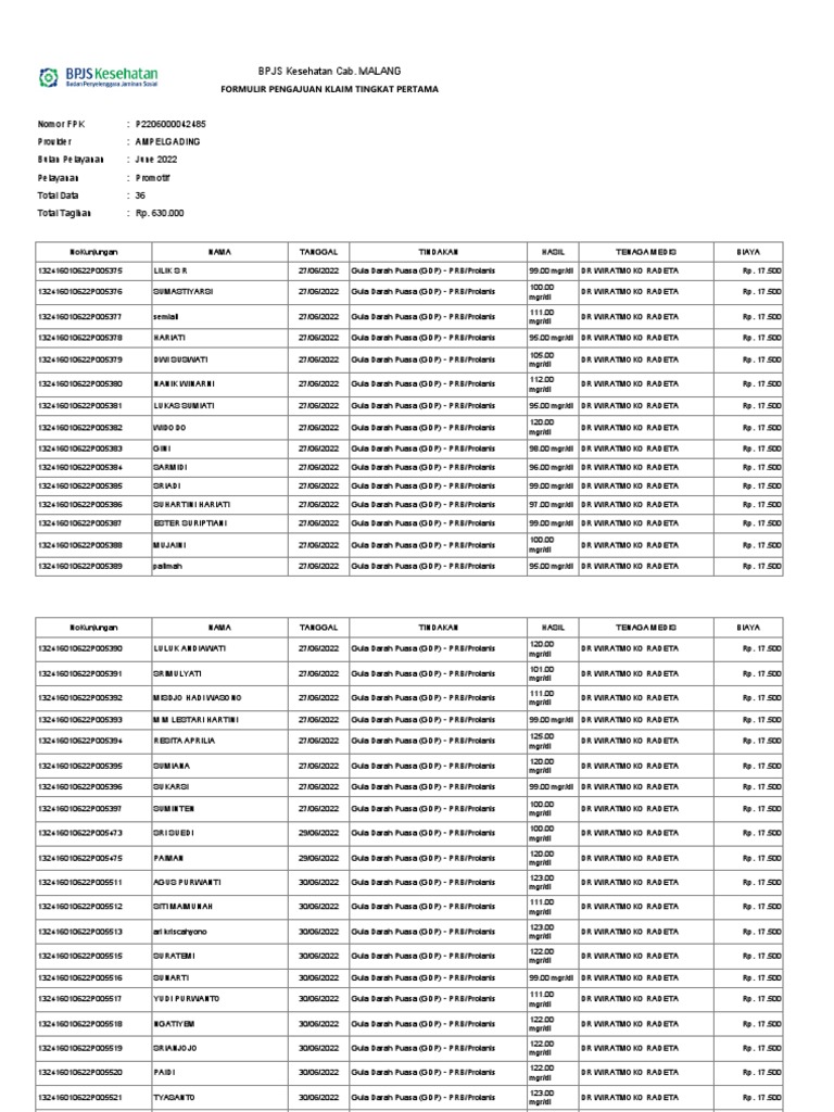 Daftar Bpjs | PDF