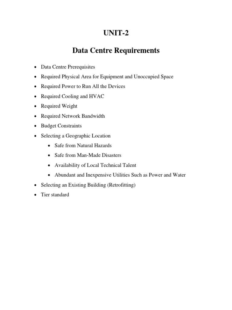 M 2 - Data Centre Requirements | PDF | Data Center | Power Supply