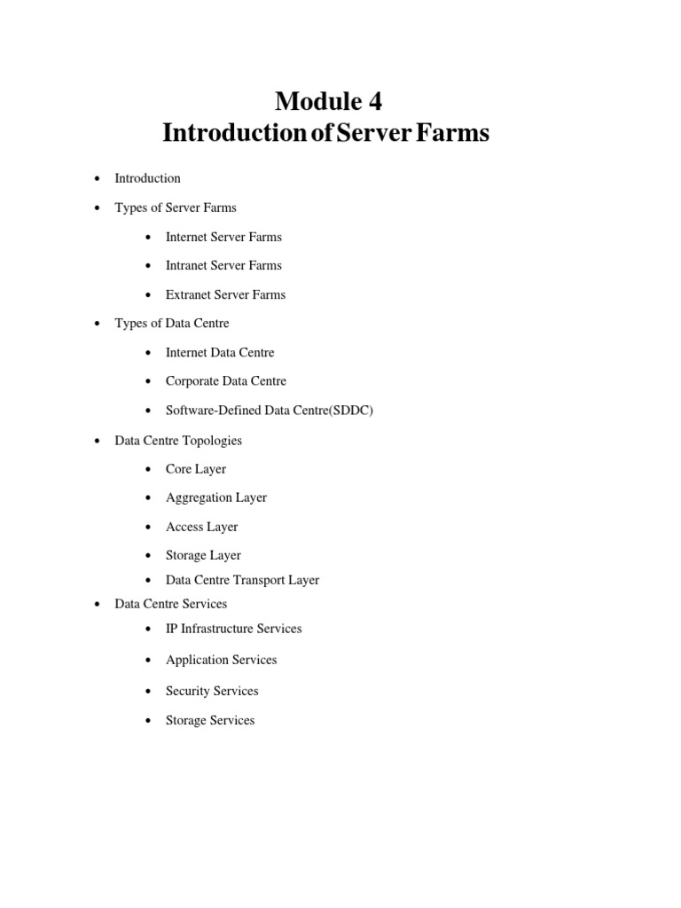 M 4 - Introduction of Server Farms | PDF | Computer Network | Network ...