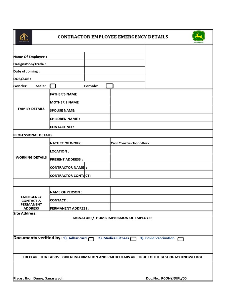 Gate Entry Form Format | PDF