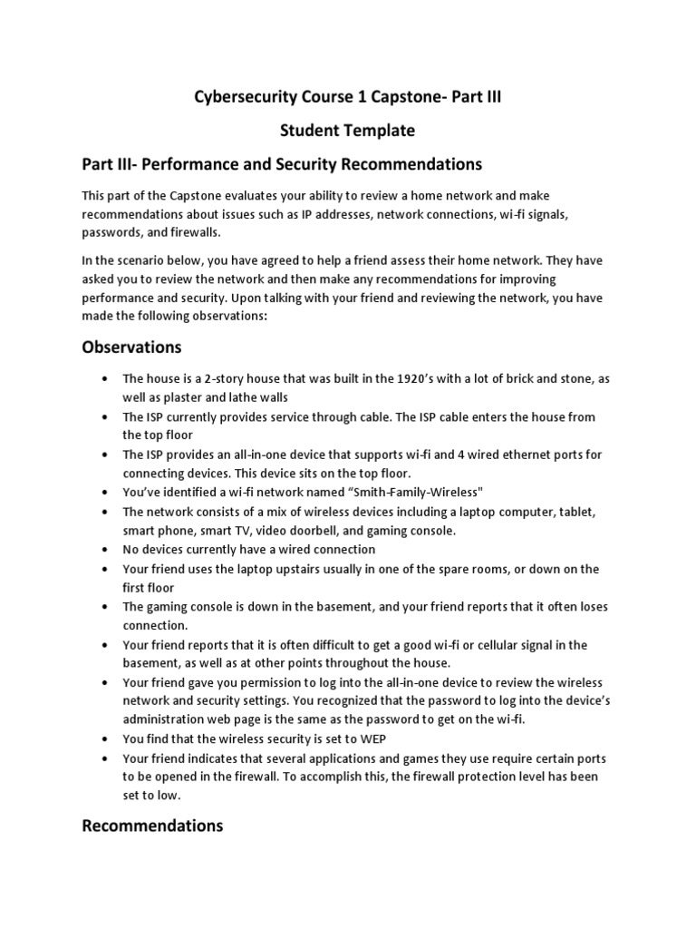 Cyber Course 1 Capstone - Part III - Student Template - Rev Aug 22 ... Cyber Course 1 Capstone - Part III - Student Template - Rev Aug 22 ...