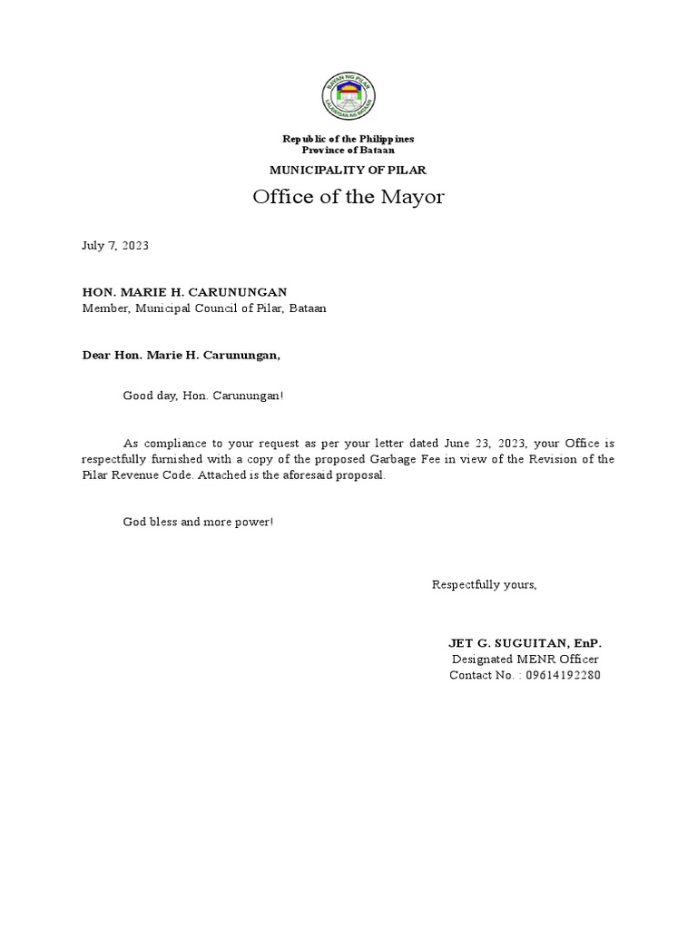 Proposed Garbage Fee Structure in Pilar | PDF