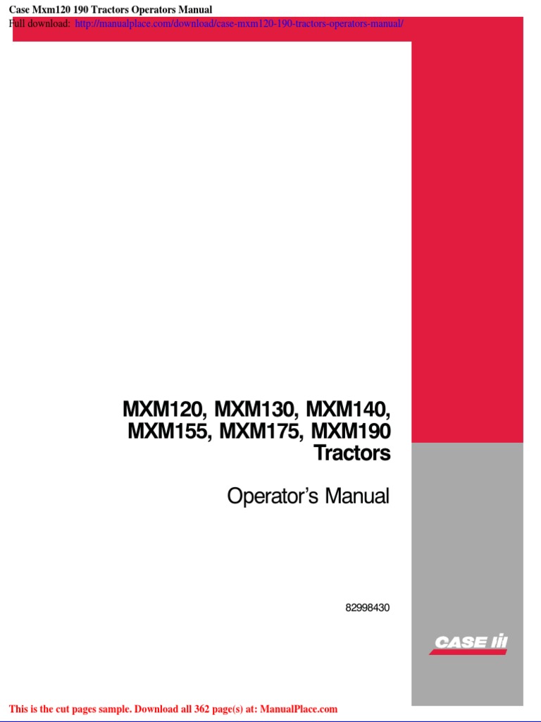 Case Mxm120 190 Tractors Operators Manual | PDF | Tractor | Trailer ...