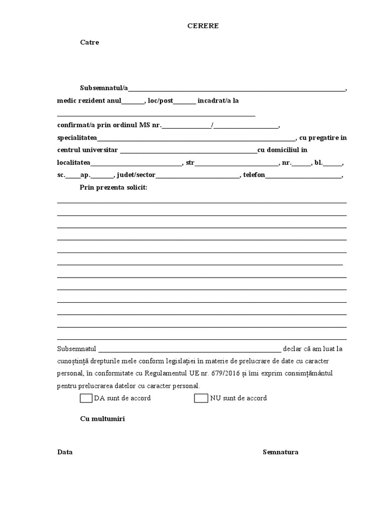 MODEL CERERE Echivalare Rezidentiat | PDF