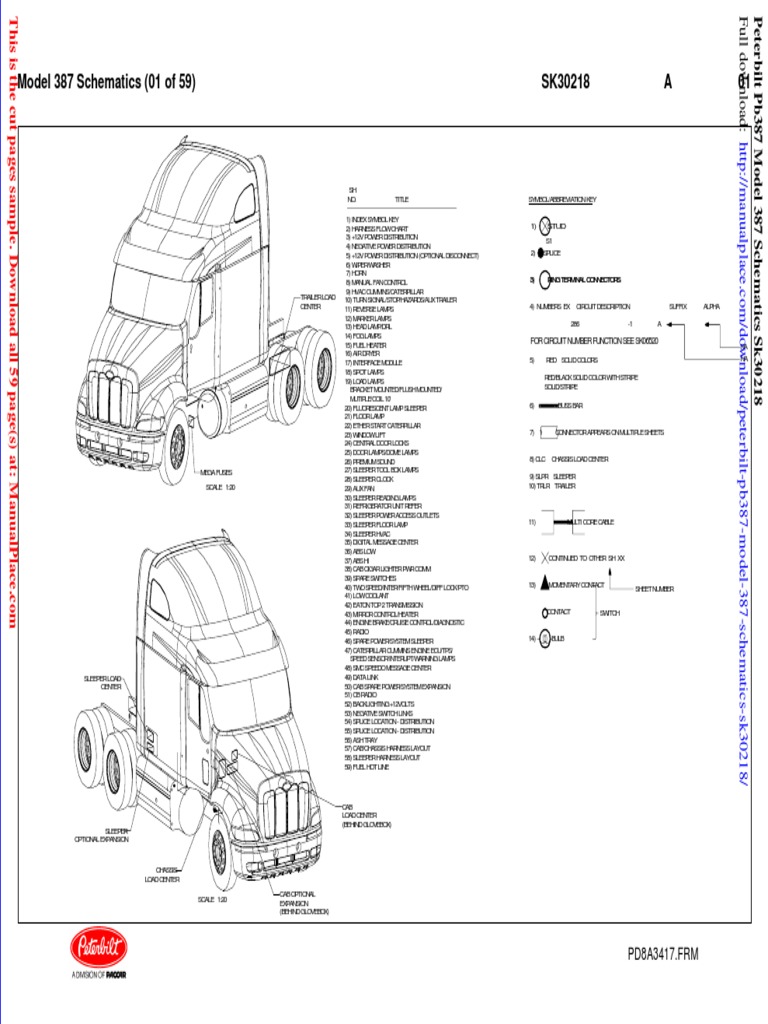 Peterbilt Pb387 Model 387 Schematics Sk30218 | PDF