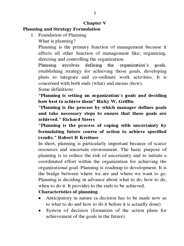 Chapter 5 Note-Plan Strategy | PDF