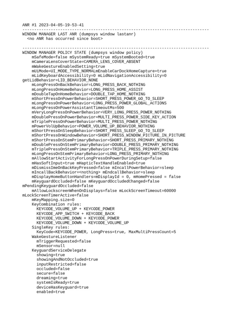 Dumpsys ANR WindowManager | PDF | Mobile Linux | Embedded Linux Distributions