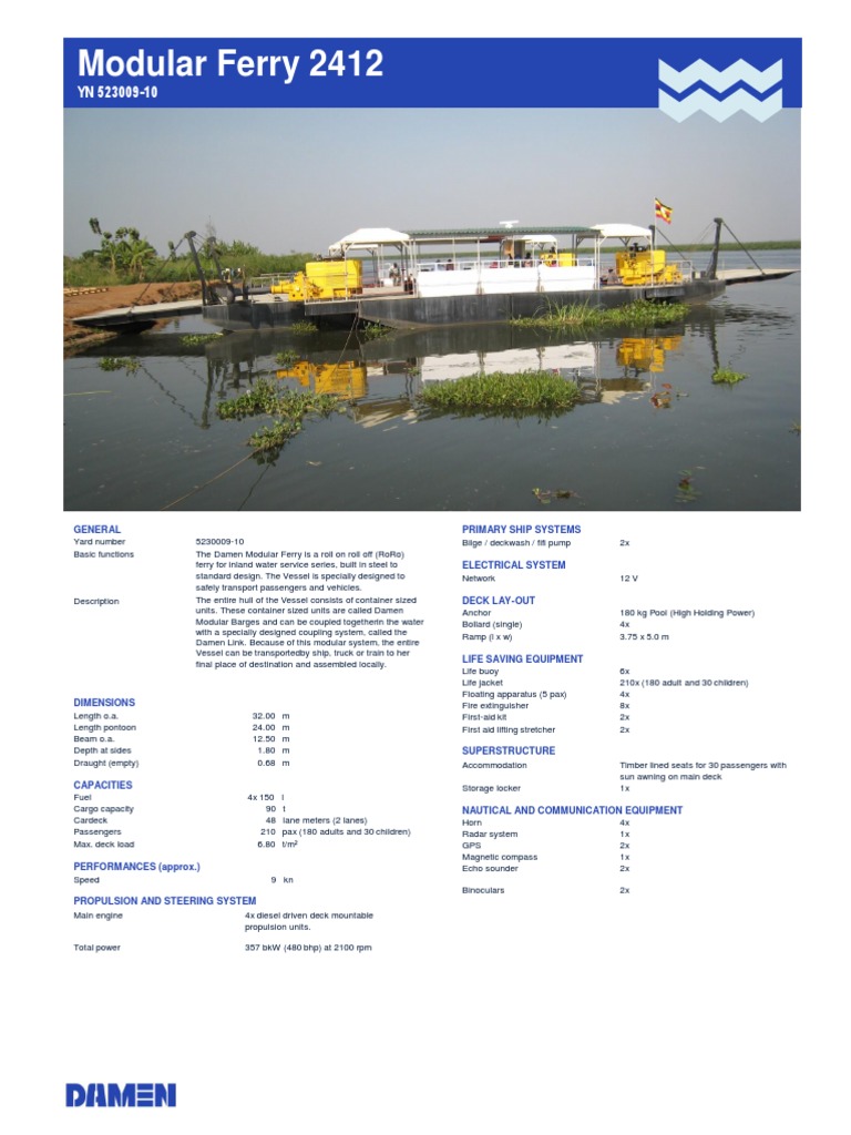 Product Sheet Modular Ferry 2412 | PDF | Ships | Ferry