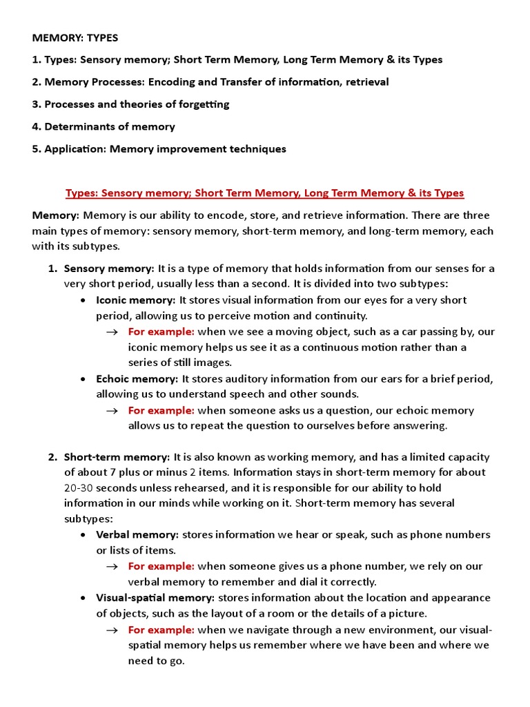 Chap 2 Memory Types | Download Free PDF | Memory | Recall (Memory)