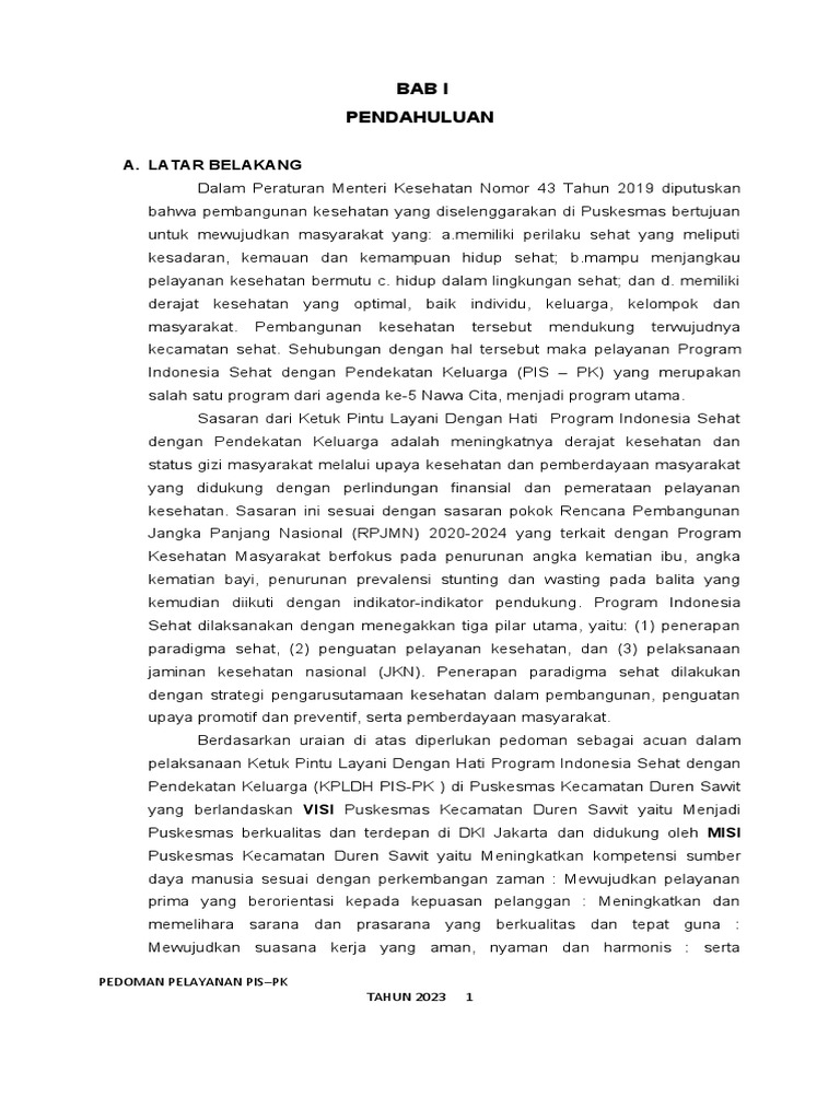 Pedoman Kpldh Pis Pk Tahun 2023-Progress | PDF