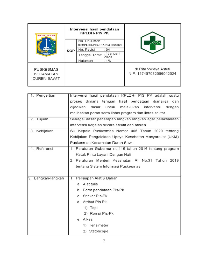 Intervensi Pendataan KPLDH-PIS PK | PDF