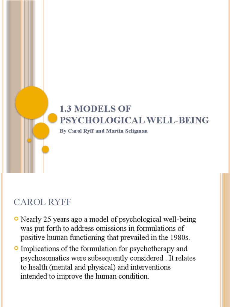 1.3 Models of Psychological Well-Being Carol Ryff and Martin Seligman | PDF | Well Being ...