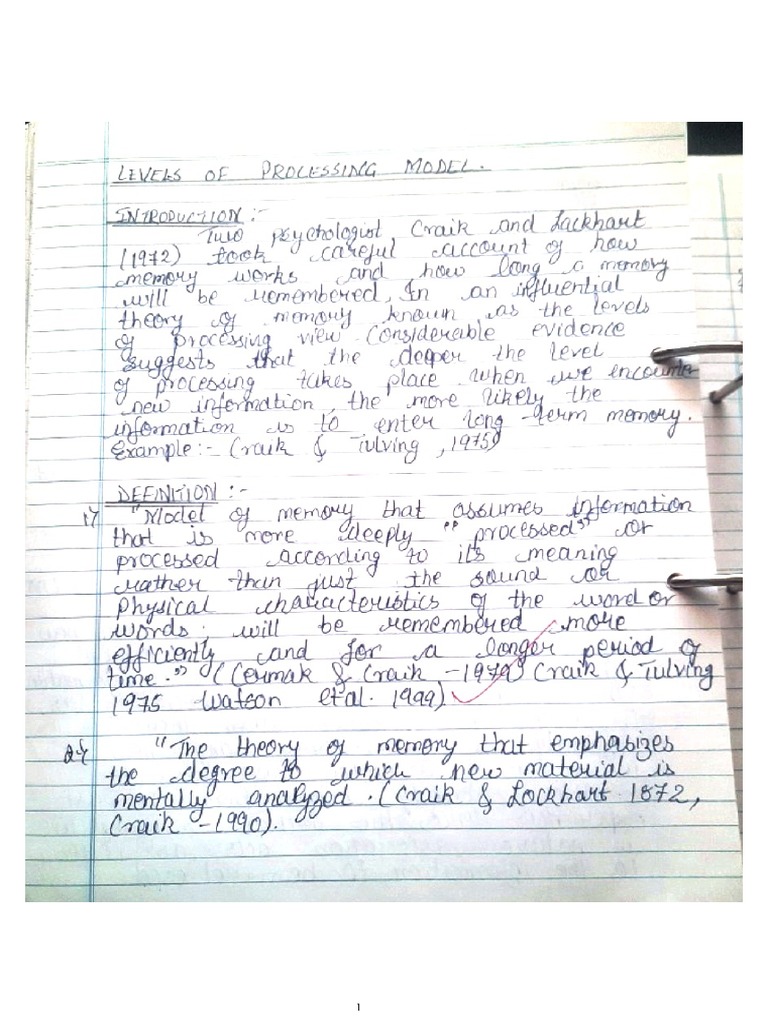 Levels of Processing Model | PDF