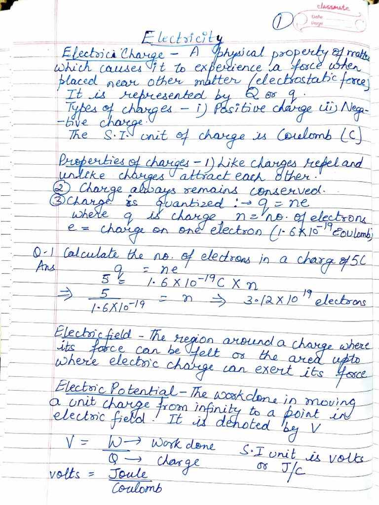 Notes of Electricity-1 | PDF | Physics | Materials Science