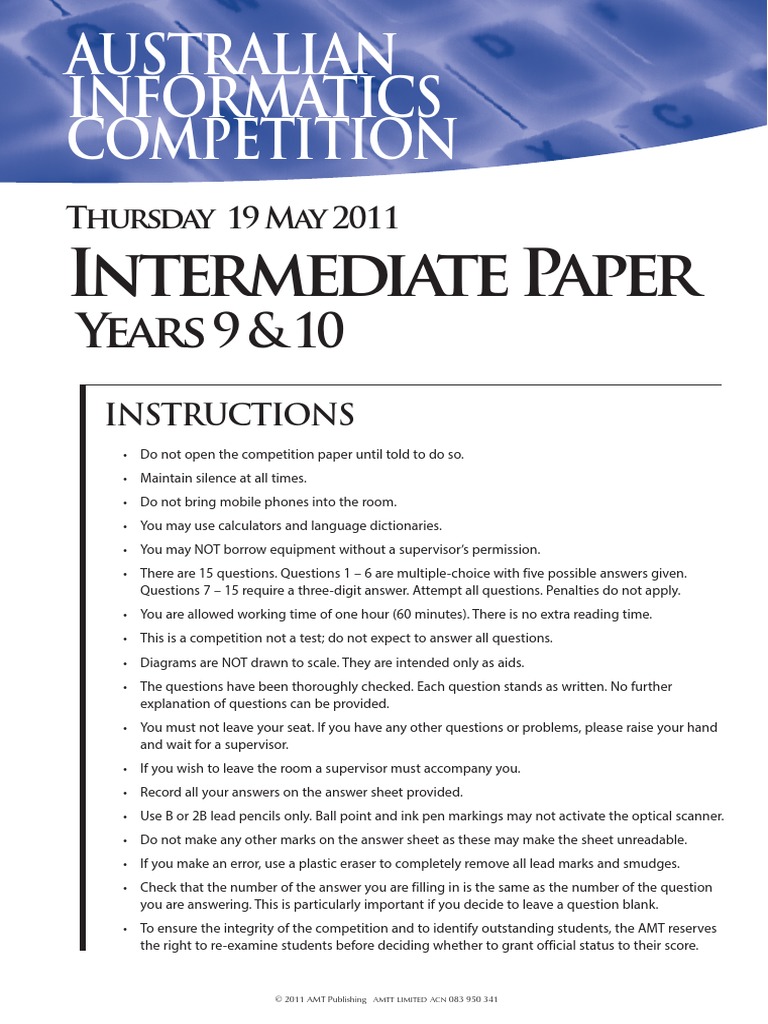 AIC Intermediate 2011 | PDF