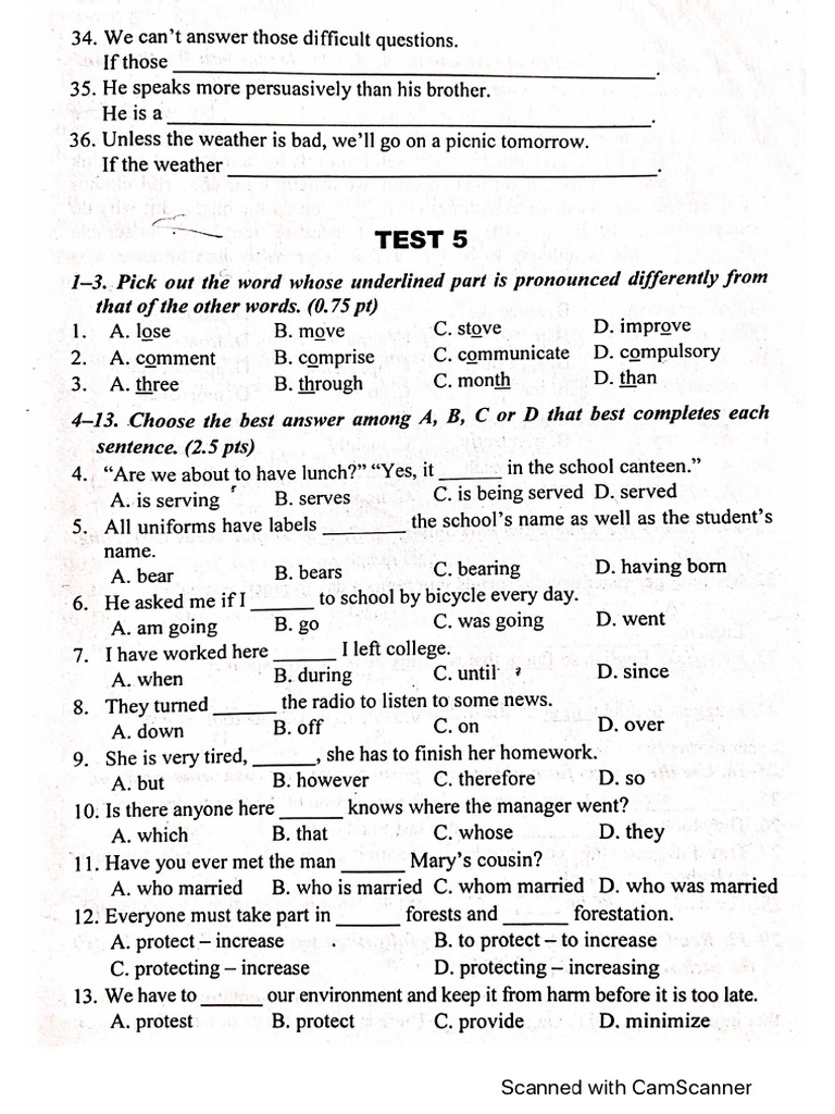 Test English 9 | PDF