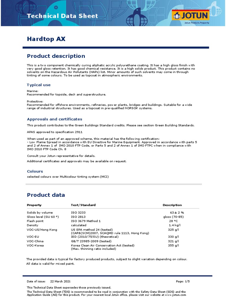 TDS 16480 Hardtop AX Euk GB | PDF | Paint | Coating