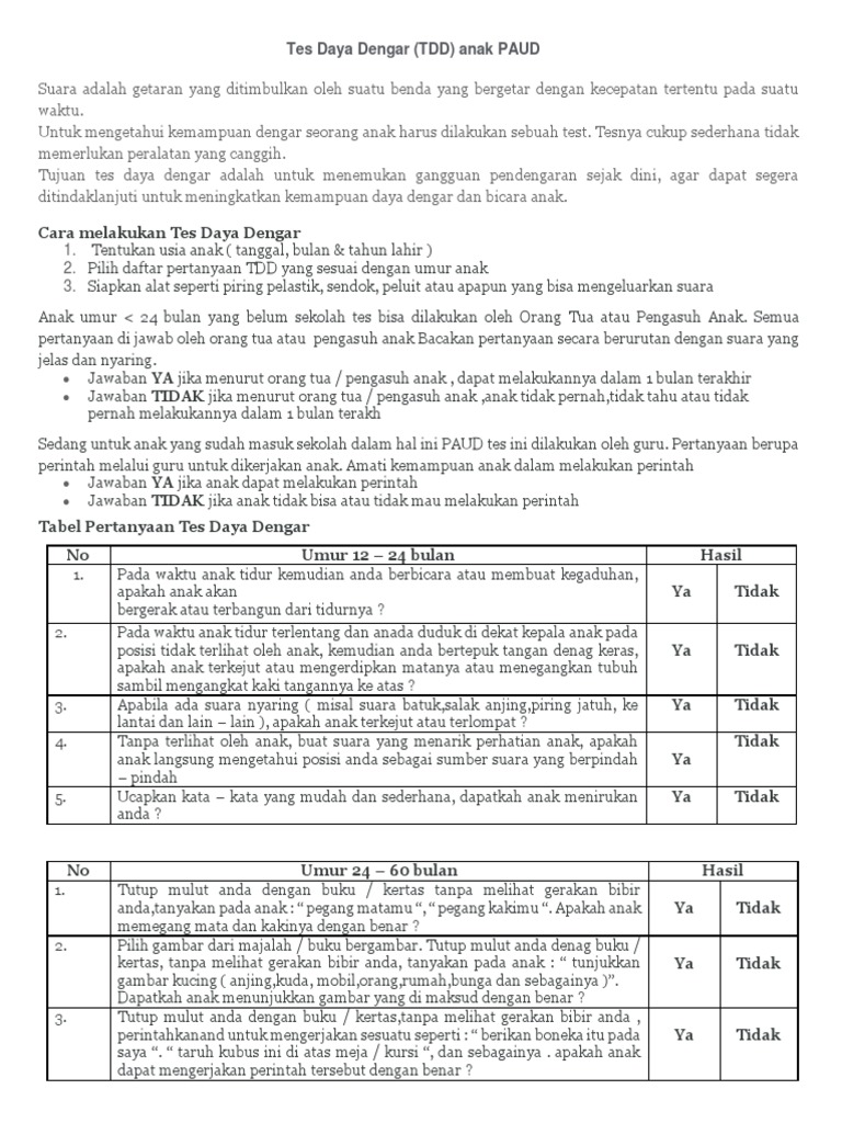 Tes Daya Dengar | PDF