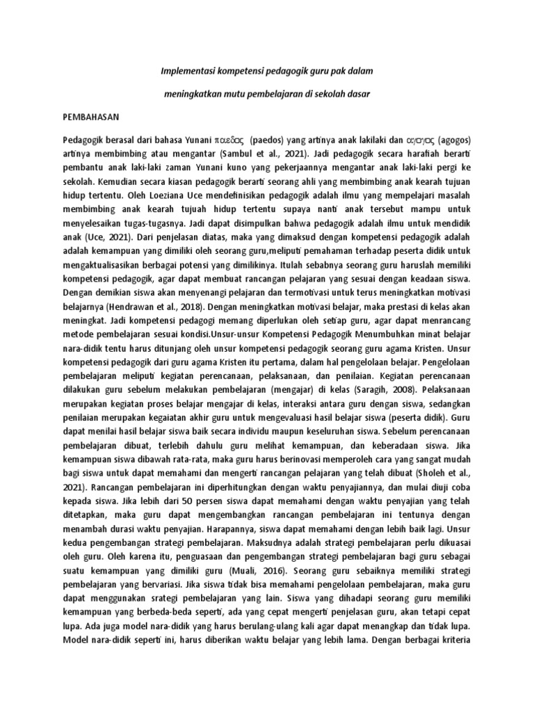 Implementasi Kompetensi Pedagogik Guru Pak | PDF | Karier & Perkembangan | Pengembangan Diri