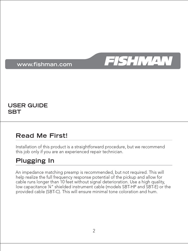 Sbt Hp Series Installation Guide Pdf Guitars Piano