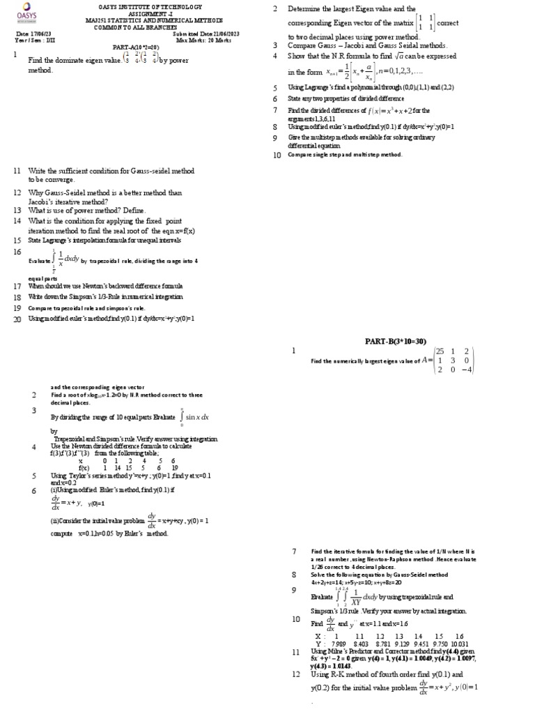 Assignment 1 Important Questions | PDF | Eigenvalues And Eigenvectors ... Assignment 1 Important Questions | PDF | Eigenvalues And Eigenvectors ...