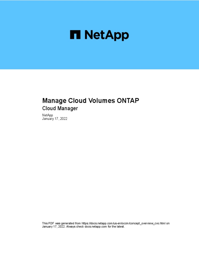Manage Cloud Volumes ONTAP | PDF | Cloud Computing | Hard Disk Drive