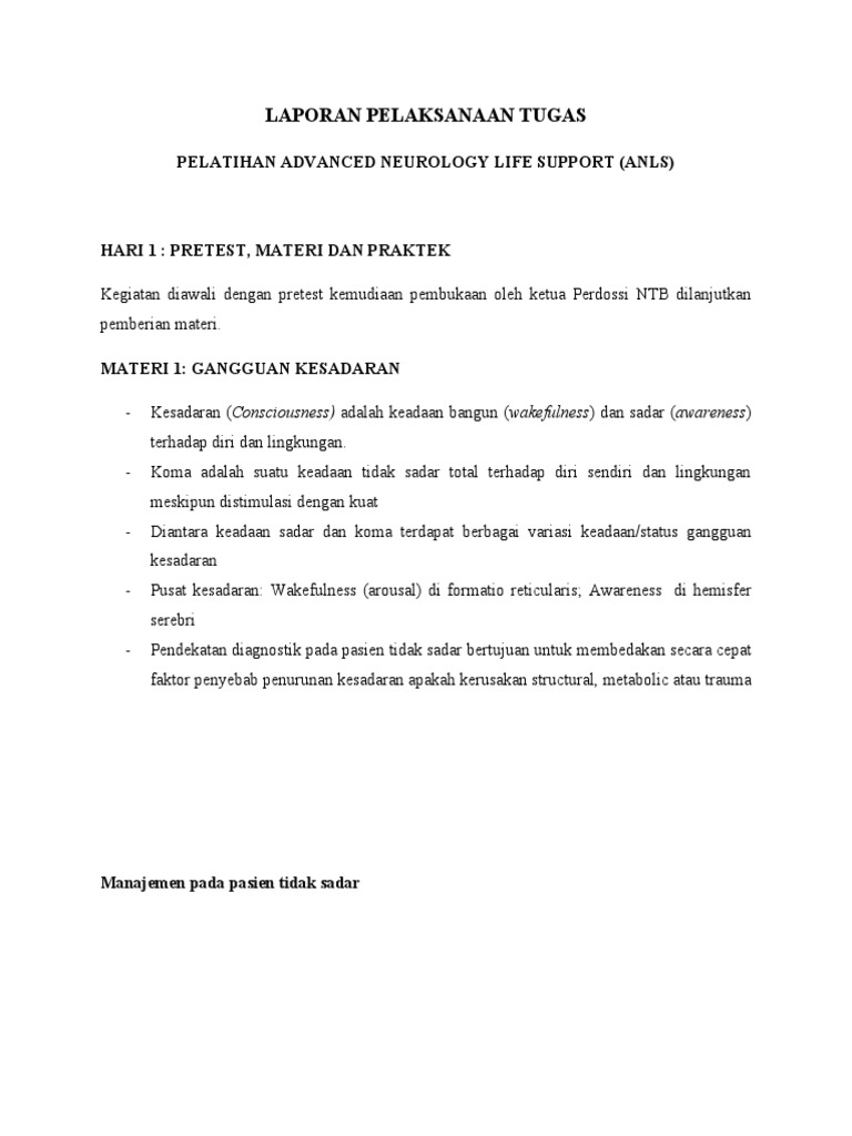 Laporan Pelatihan Anls | PDF