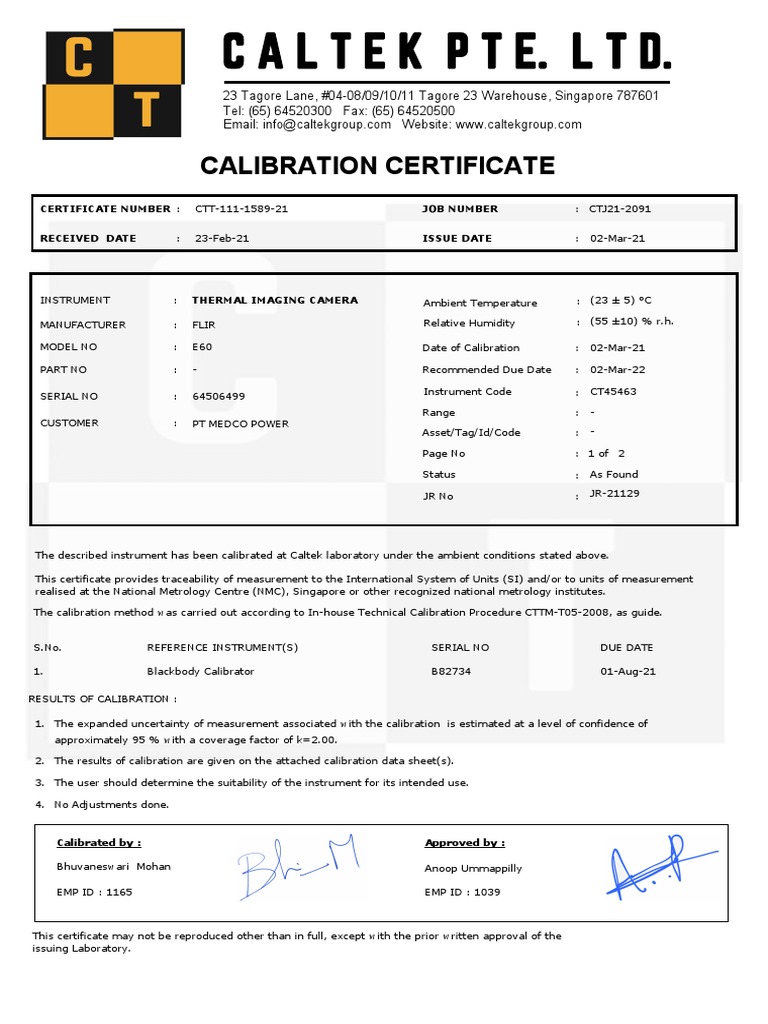Flir E60-Thermal Imaging | PDF | Calibration | Metrology