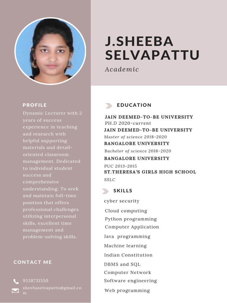 Sheeba Resume | PDF | Learning | Behavior Modification