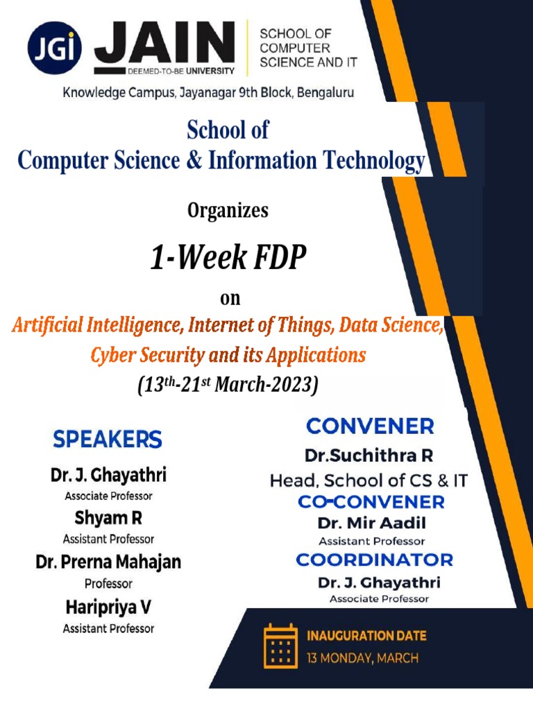1 WEEK FDP SCSIT JAIN University | PDF | Internet Of Things | Computer Security