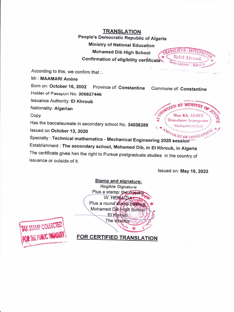 Eligibility Certificate | PDF