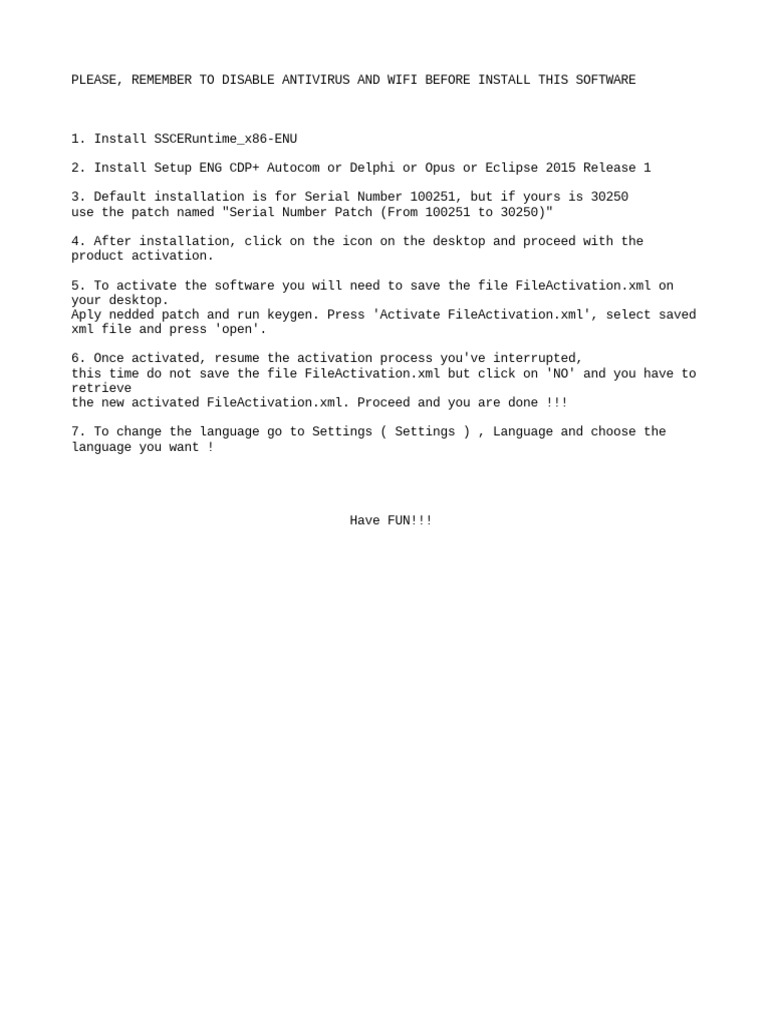 Installation and Activation Instructions | PDF