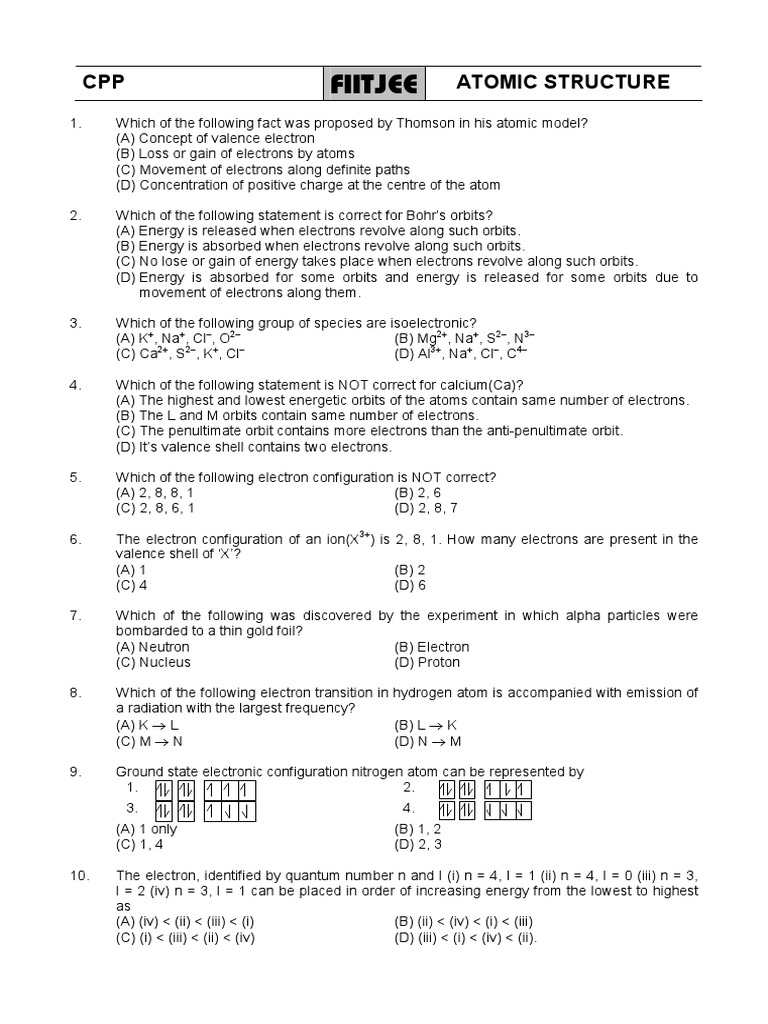 Atomic Structure Pdf Atoms Electron