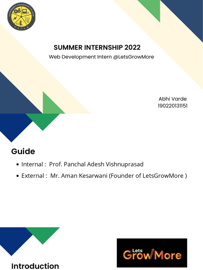 Web Dev Internship Experience 2022 | PDF | Career & Growth | Business