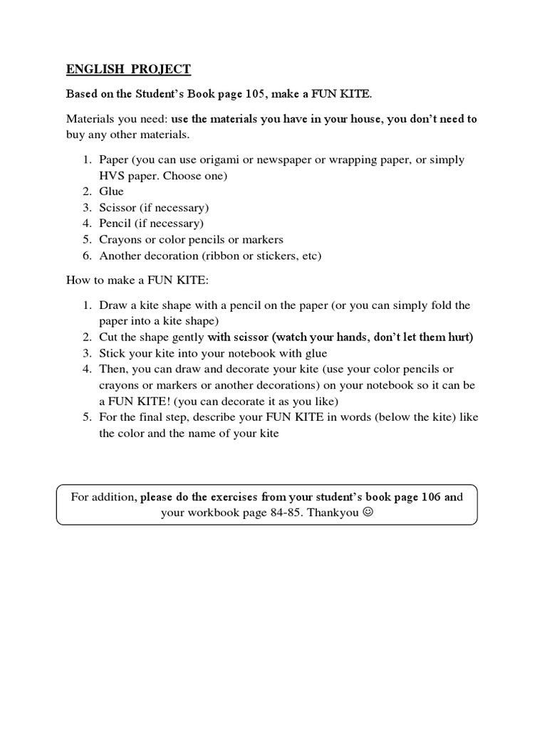 English Project 1st Grade | PDF