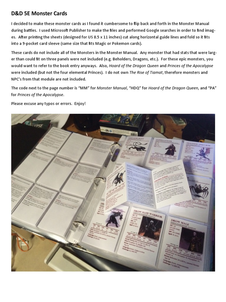 Monster Cards DD 5E | PDF