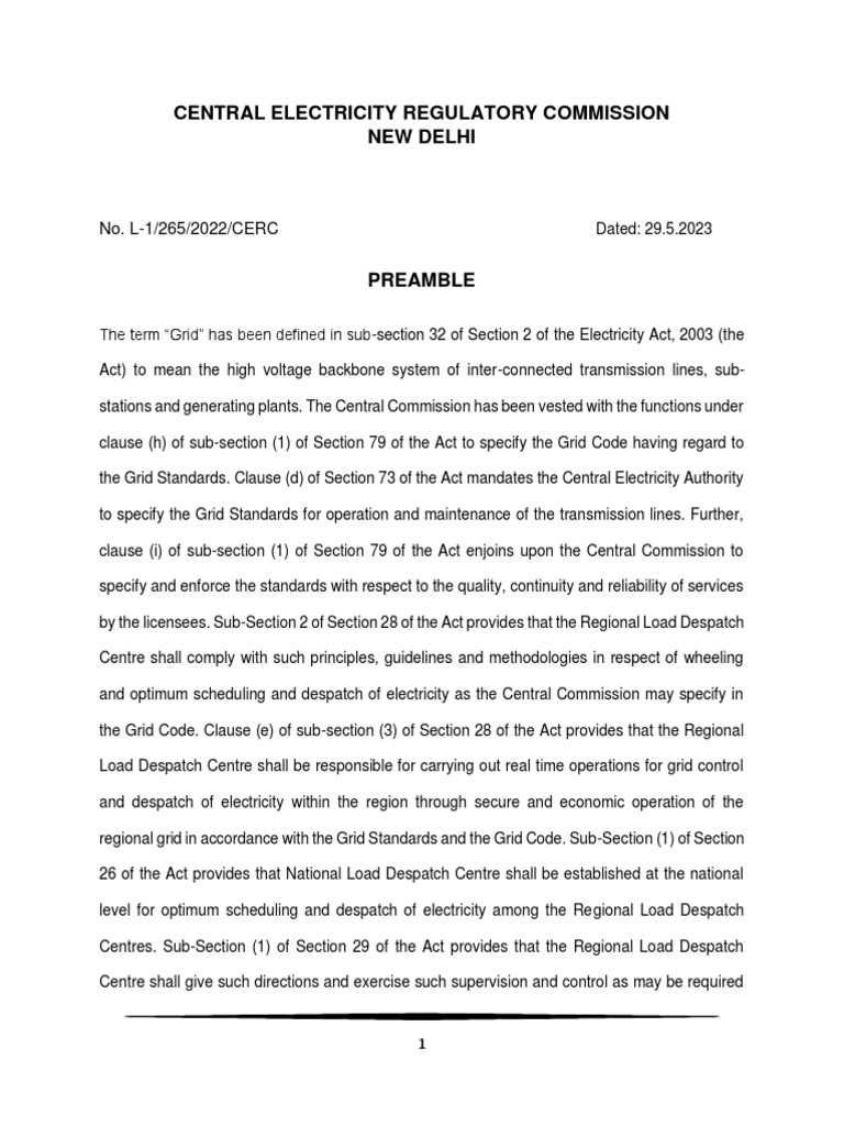 Indian Electricity Grid Code 2023 | PDF | Electrical Grid | Electric ...