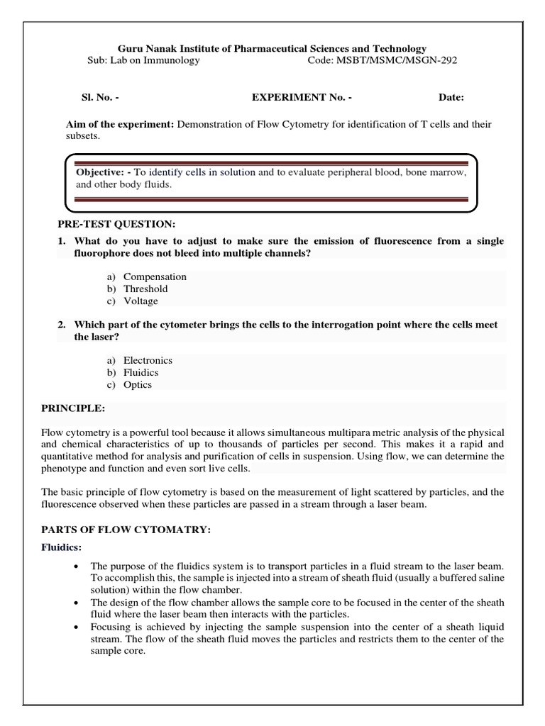 Practical Flow Cytometry - M.Sc. 2nd Sem Immuno - Final | PDF | Flow ...