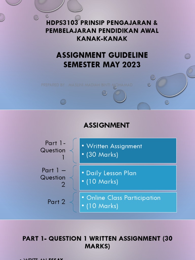 Assignment Guideline May 2023 | PDF | Lesson Plan | Montessori Education