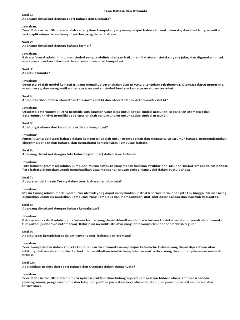 Teori Bahasa Dan Otomata | PDF