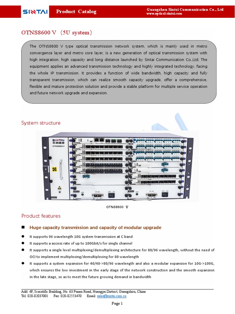 5u CDWDM Optical Transport System | PDF | Wavelength Division ...