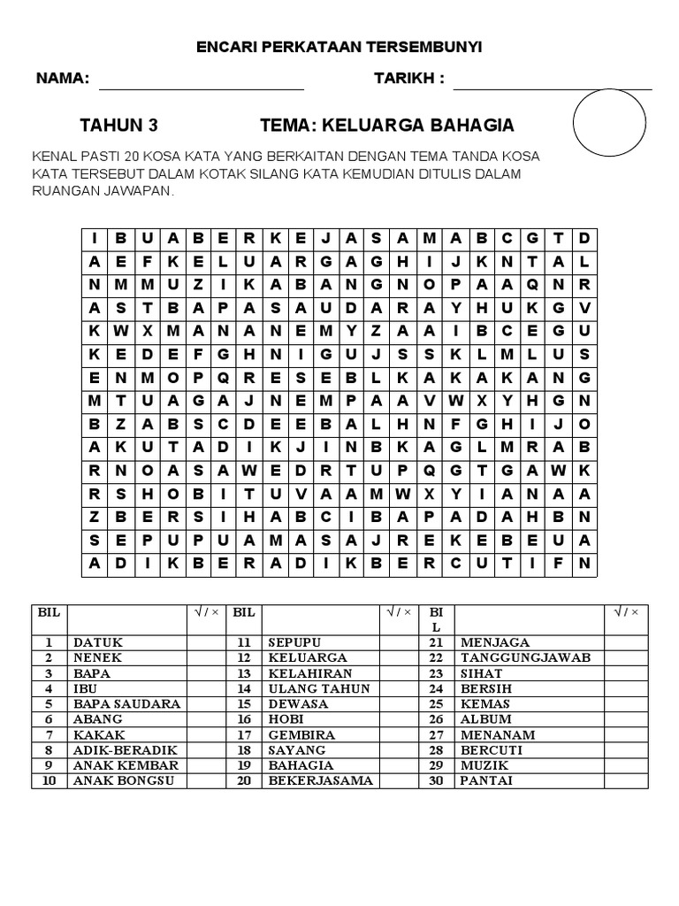 MENCARI PERKATAAN TERSEMBUNYI Tahun 3 | PDF