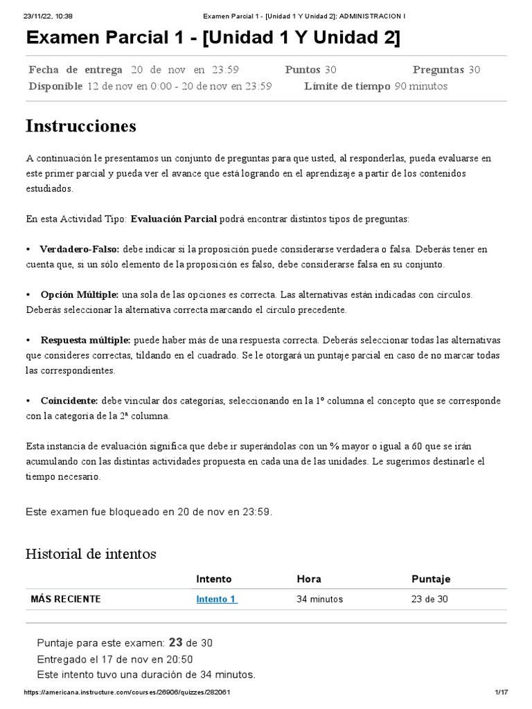 Examen Parcial 1 - (Unidad 1 Y Unidad 2) - ADMINISTRACION I | PDF | Outsourcing | Gestión de ...
