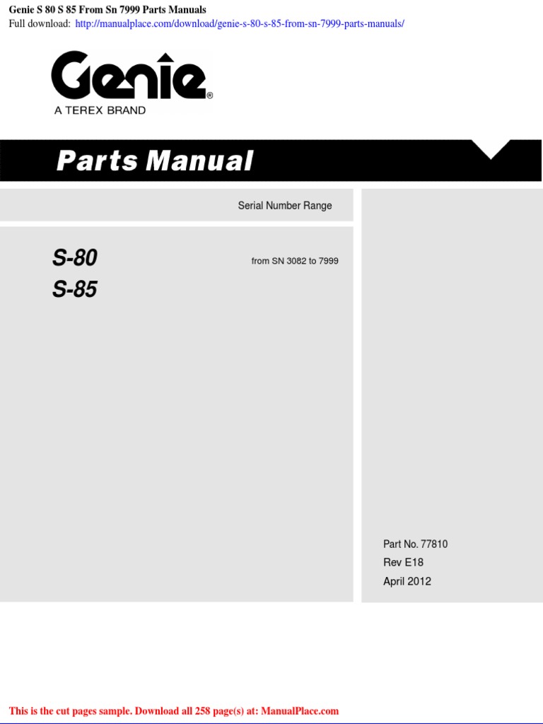 Genie S 80 S 85 From SN 7999 Parts Manuals | PDF | Fuel Injection ...