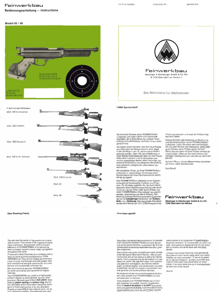 Feinwerkbau Modell 65-80 | PDF
