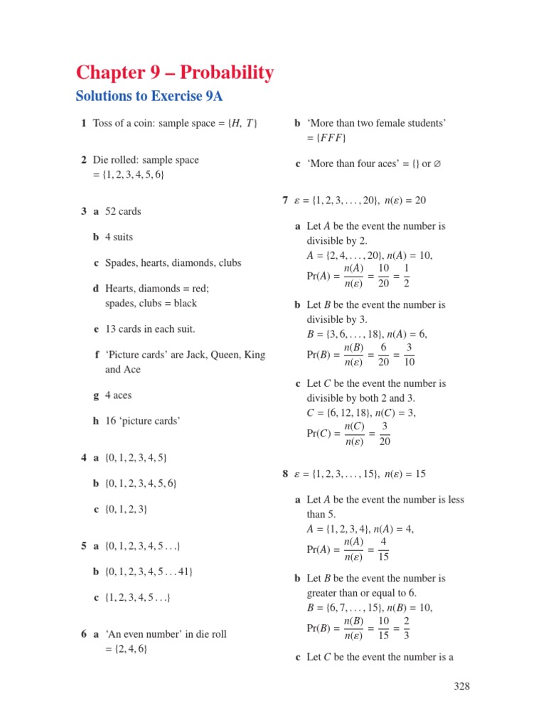 Methods 1 2 Chapter 9 Worked Solutions | PDF | Probability And ...
