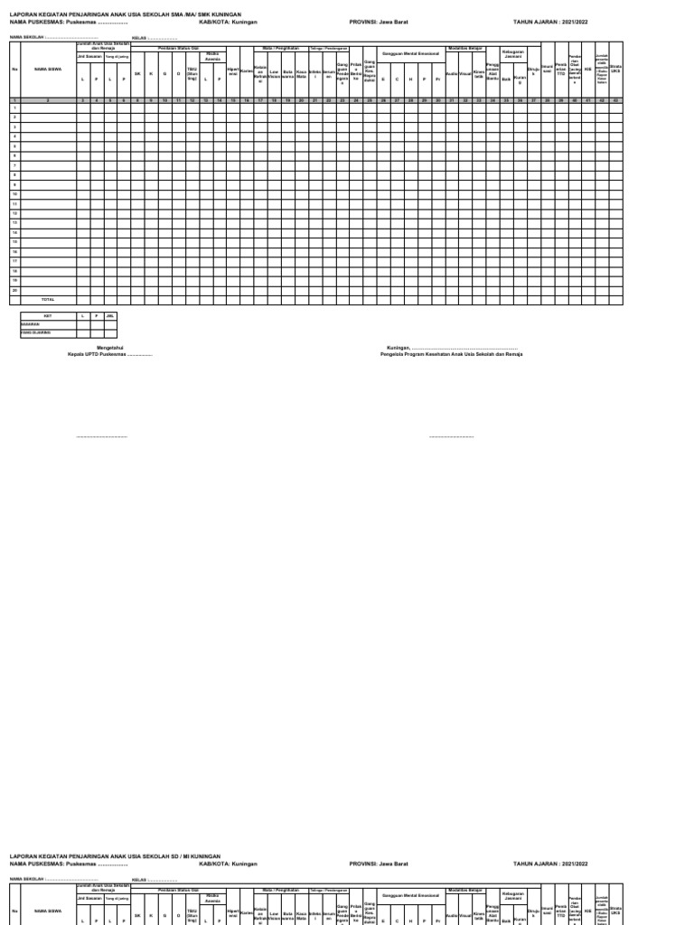 Format Penjaringan Sekolah | PDF
