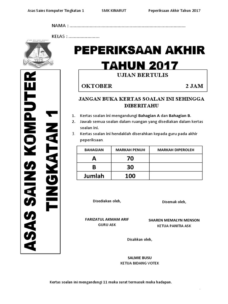 Ujian Asas Sains Komputer | PDF