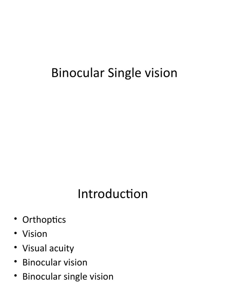 1.binocular Single Vision | PDF | Stereoscopy | Visual Acuity